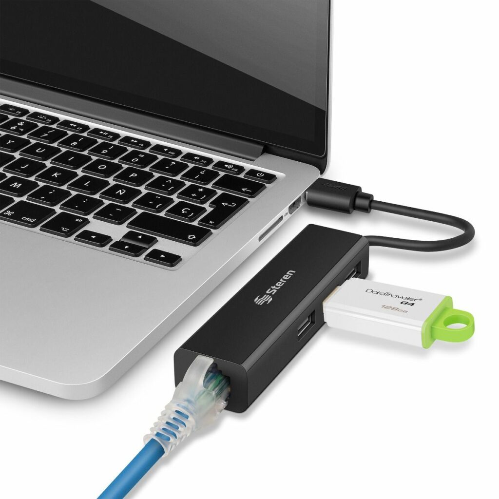 Adaptador USB a Fast Ethernet (RJ45) con HUB USB - Rantec Electronics