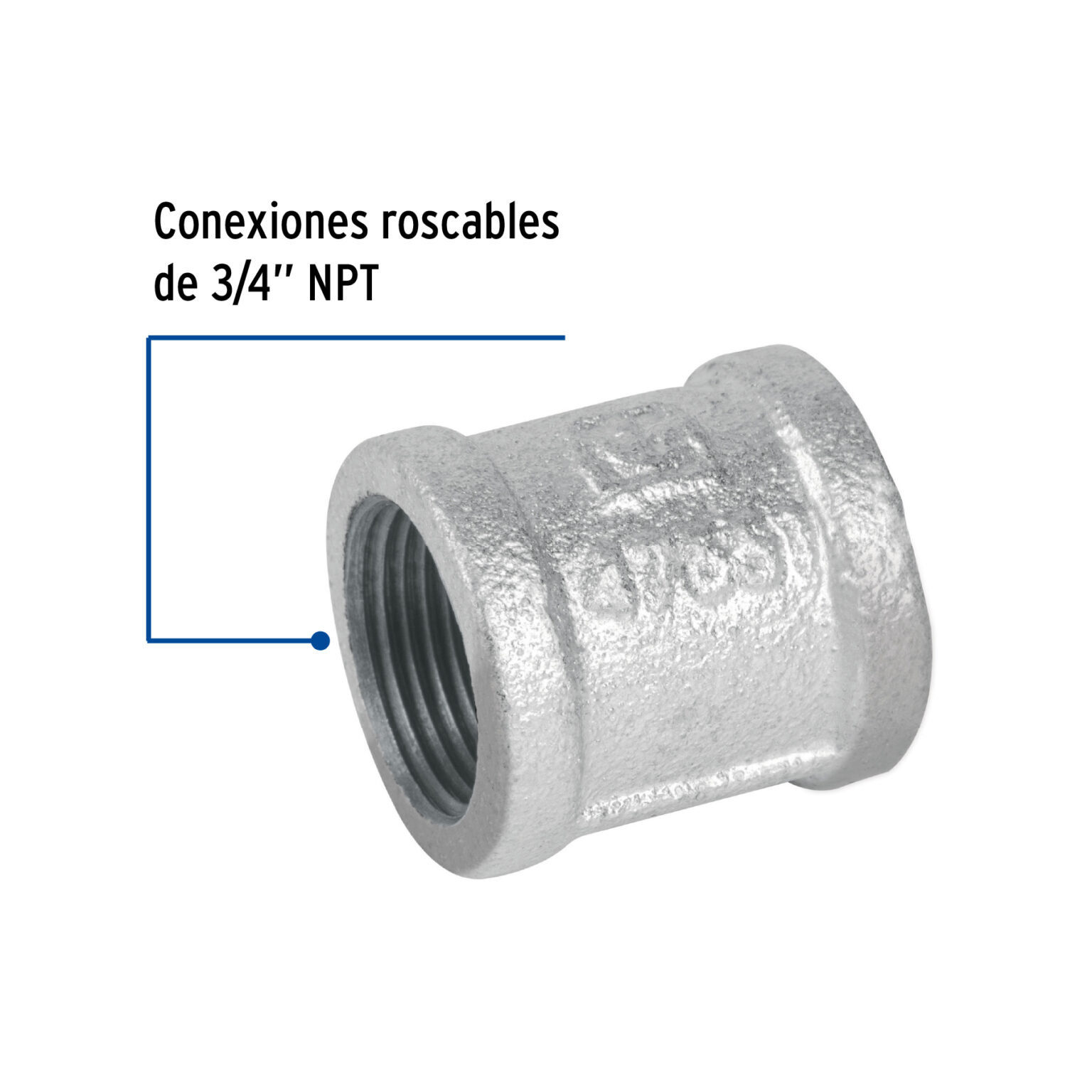 Cople reforzado acero galvanizado 3/4" - Rantec Electronics