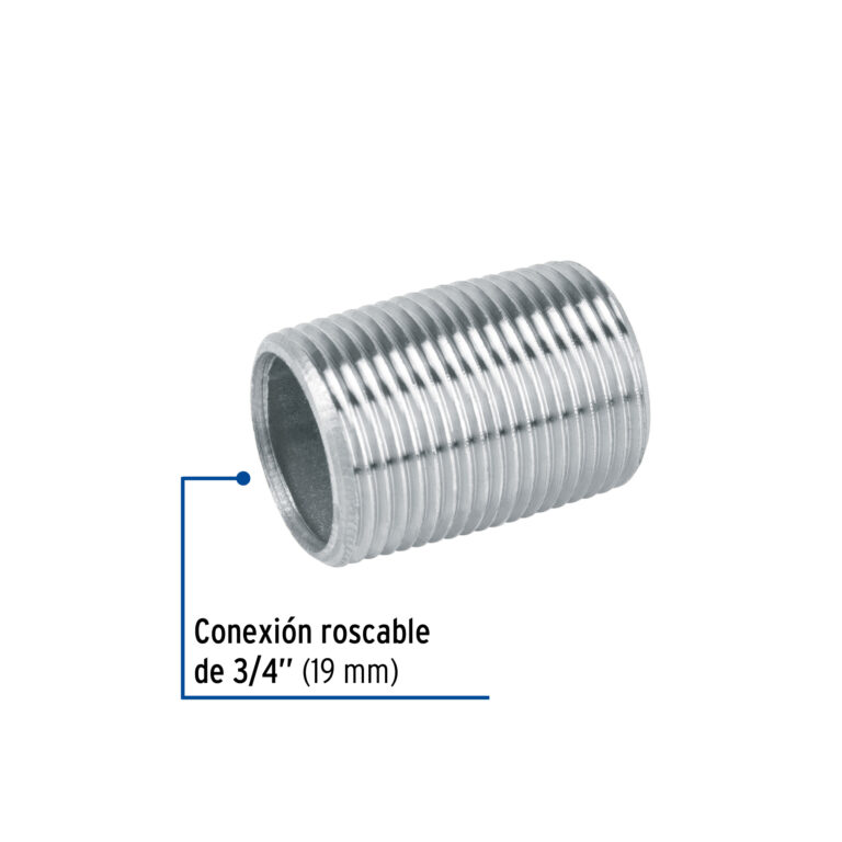 Niple acero galvanizado cuerda corrida 3/4" - Rantec Electronics