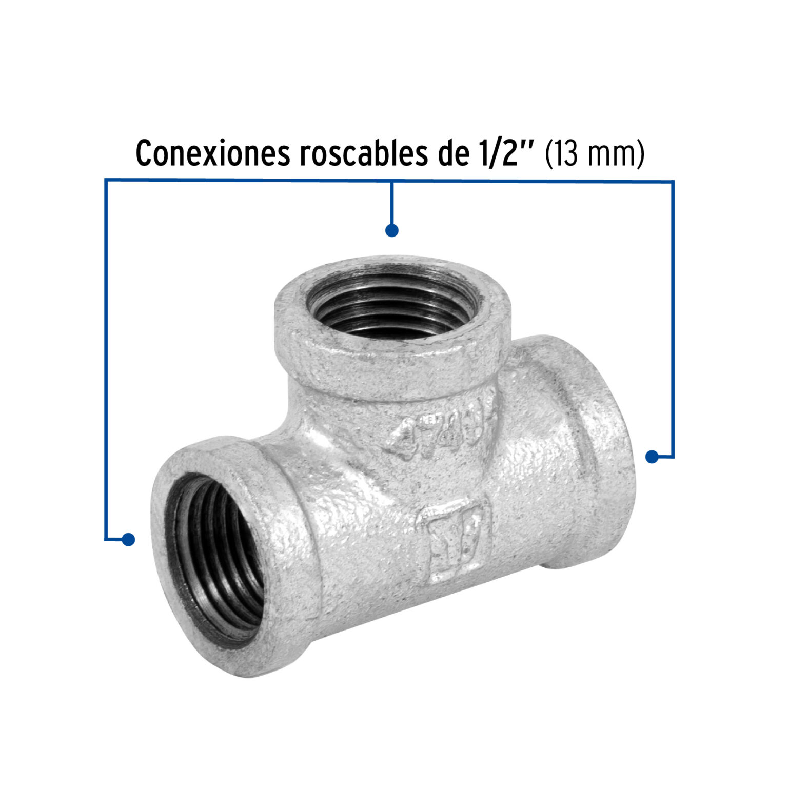 Tee sencilla acero galvanizado 1/2" - Rantec Electronics