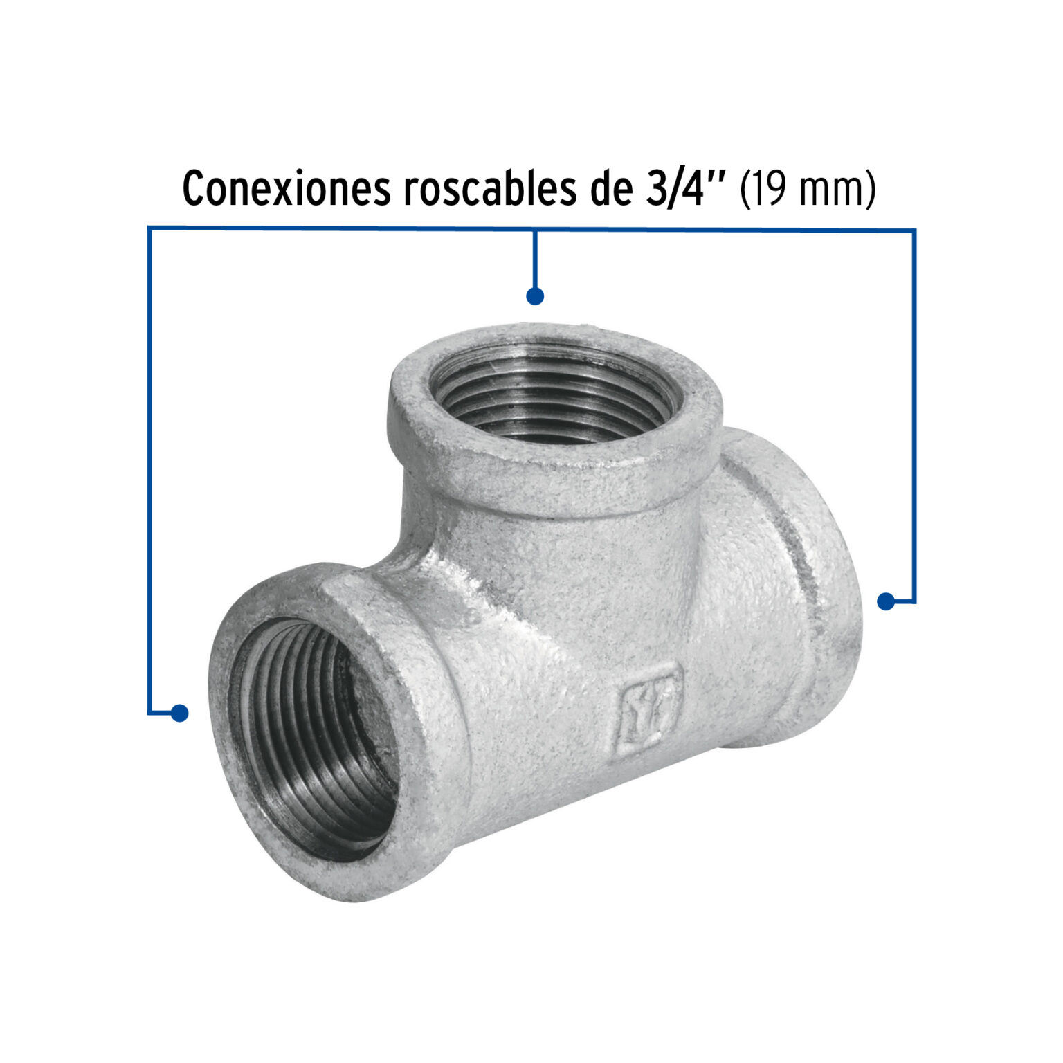 Tee sencilla acero galvanizado 3/4" - Rantec Electronics