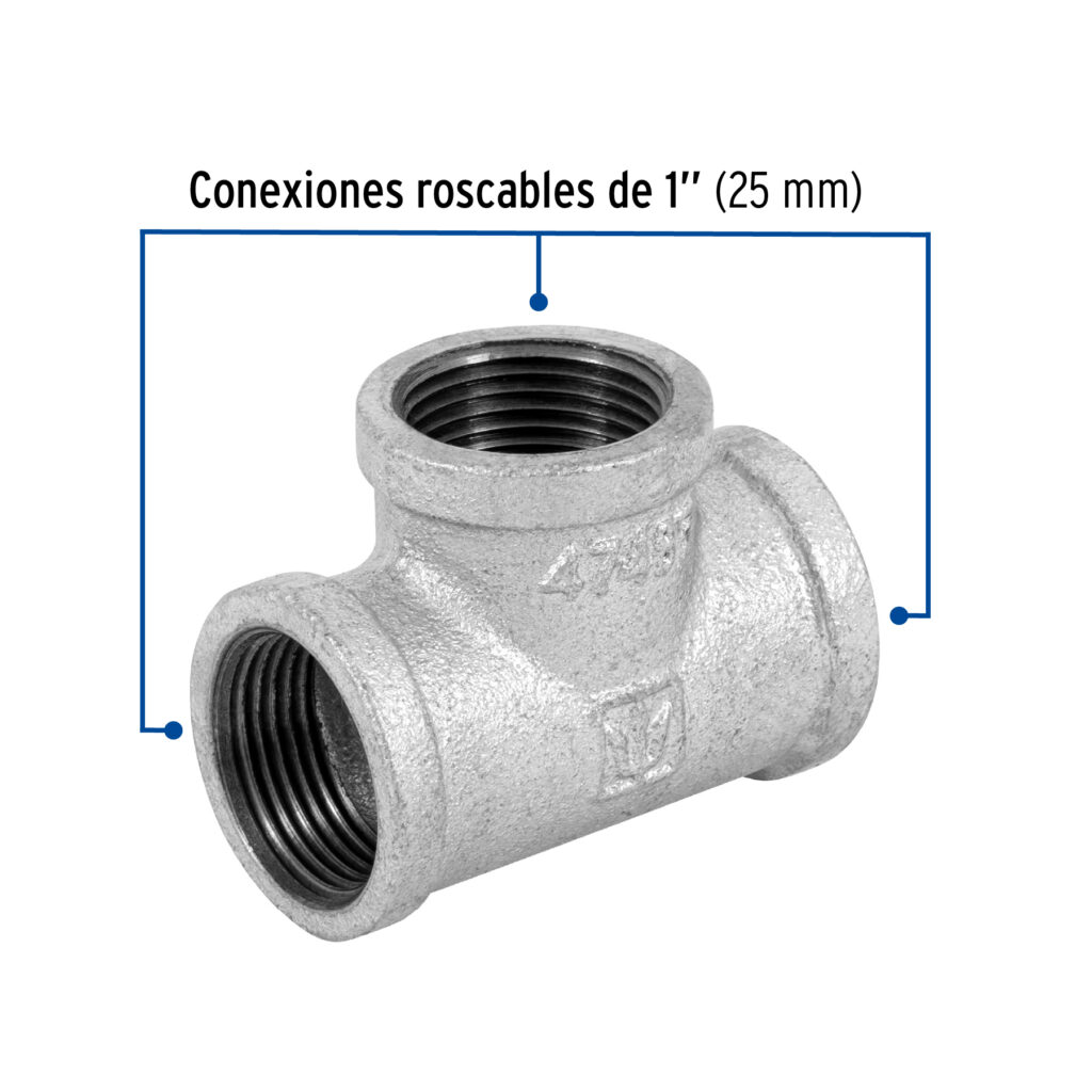 Tee sencilla acero galvanizado 1" - Rantec Electronics