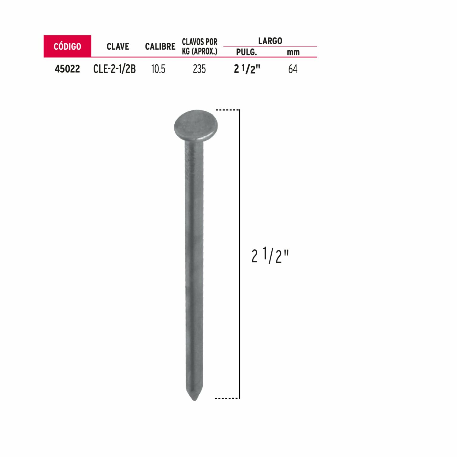 Clavos para Madera 2-1/2" bolsa de 1kg - Rantec Electronics