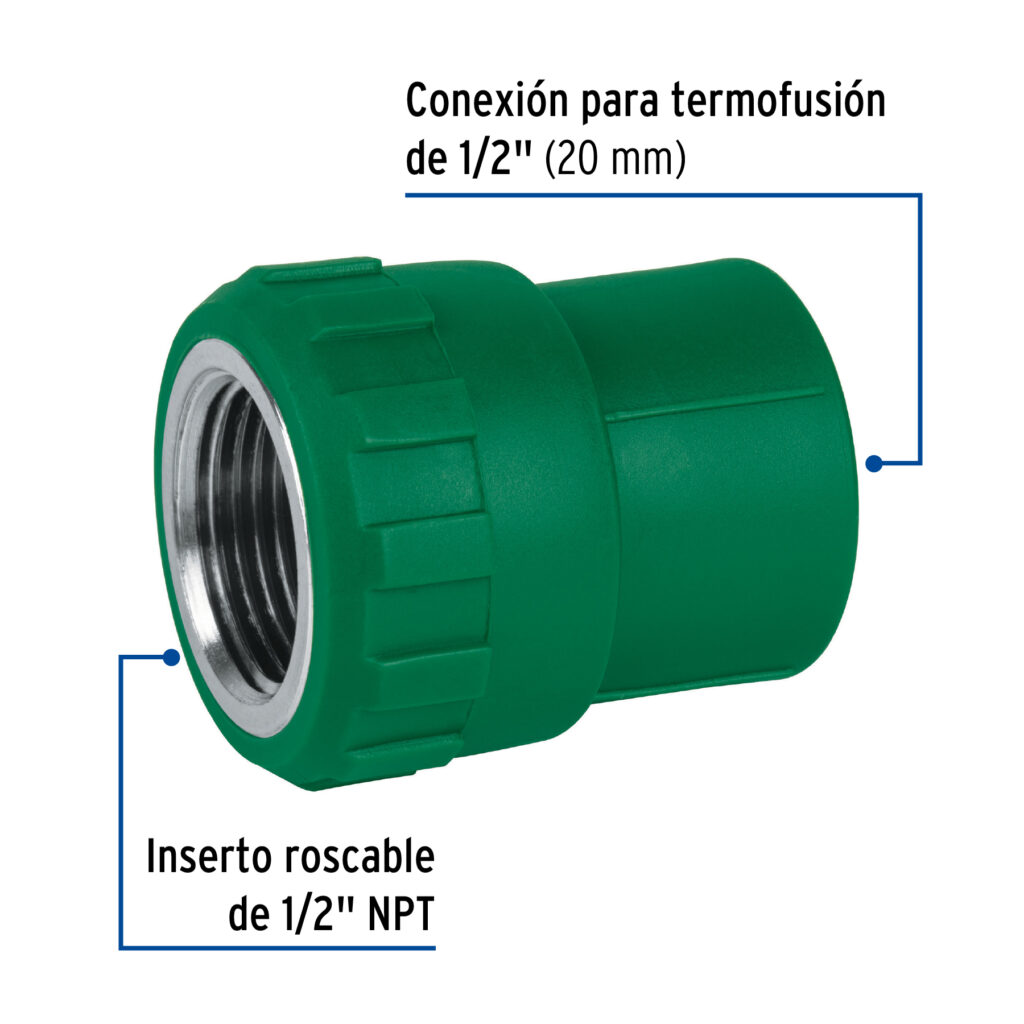 Conector de PPR 1/2" 20mm hembra rosca interior - Rantec Electronics