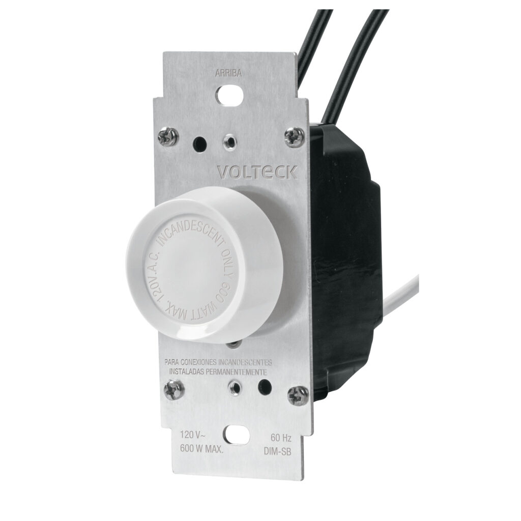 Atenuador Dimmer de luz giratorio Standard blanco Volteck - Rantec Electronics