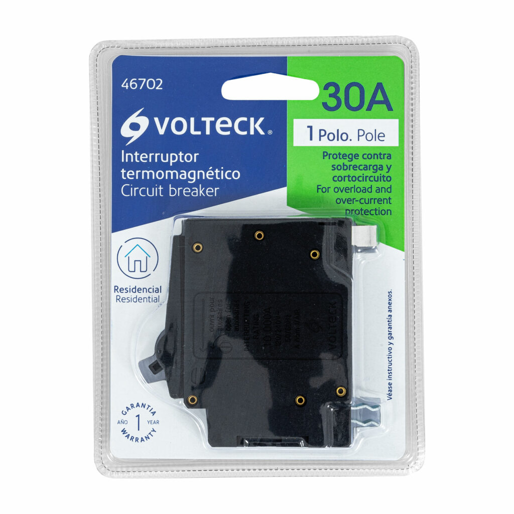 Interruptor termomagnetico 1 polo 30A Pastilla Volteck - Rantec Electronics