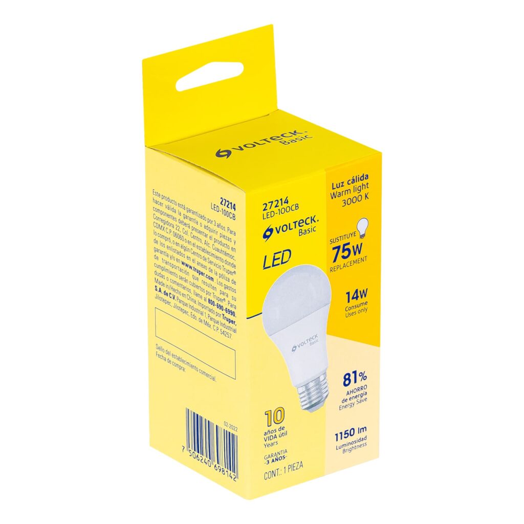 Foco Lampara LED 14w (90w) luz calida Volteck Basic - Rantec Electronics