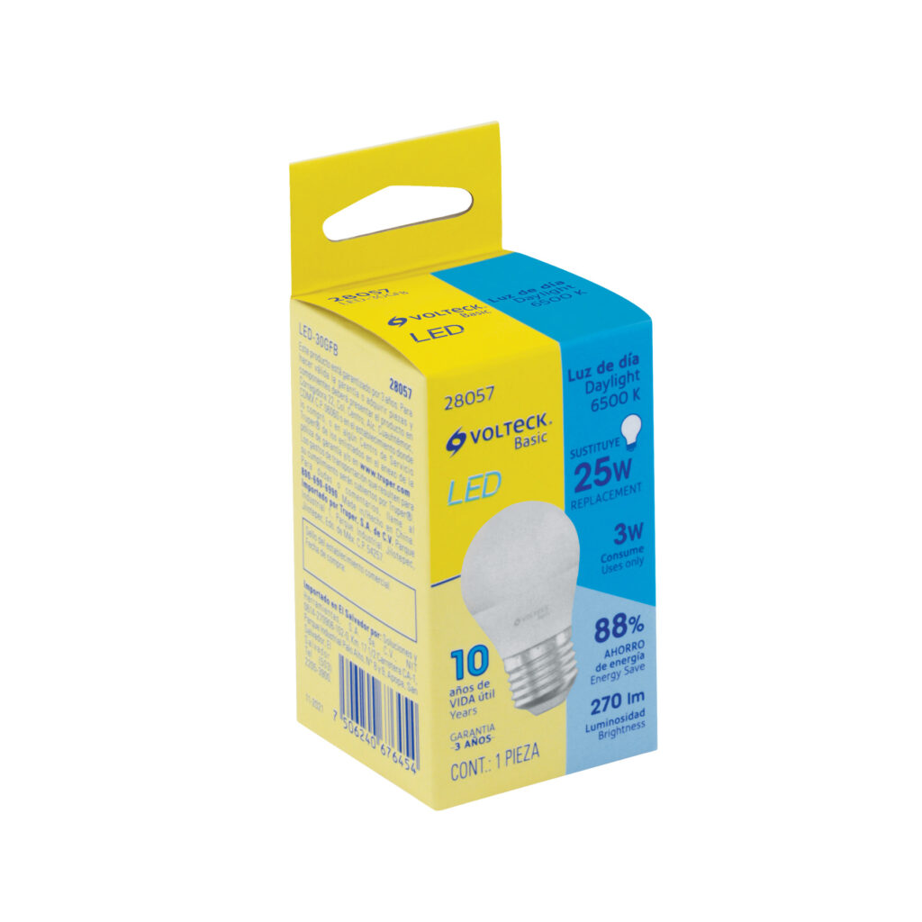 Foco Lampara LED 3W luz de dia Volteck Basic - Rantec Electronics