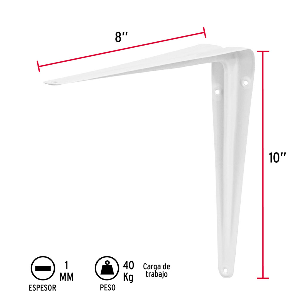 Mensula de acero 8 x 10" blanco - Rantec Electronics