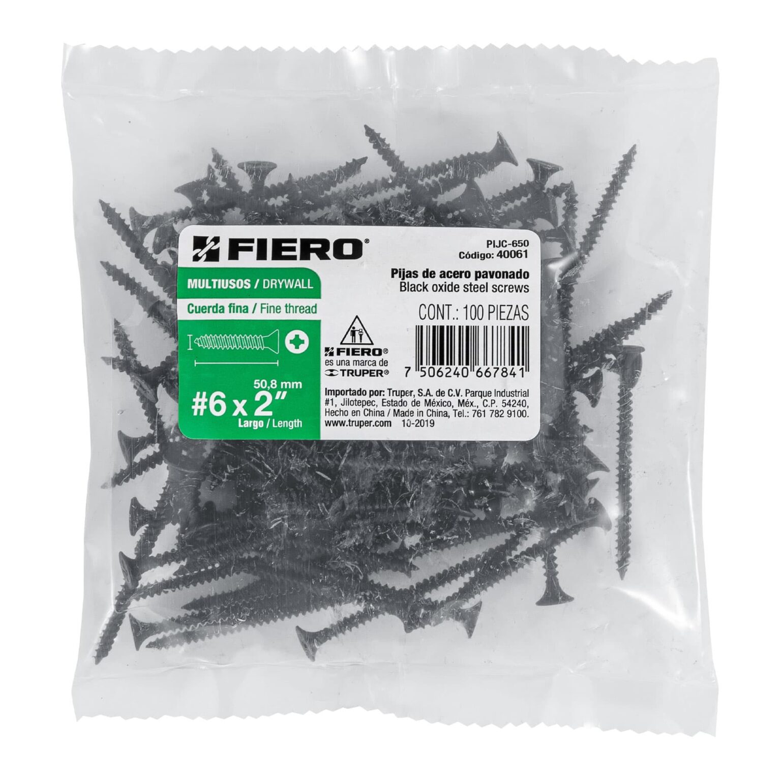Pija multiusos 6 x 2" cuerda fina bolsa 100 piezas - Rantec Electronics