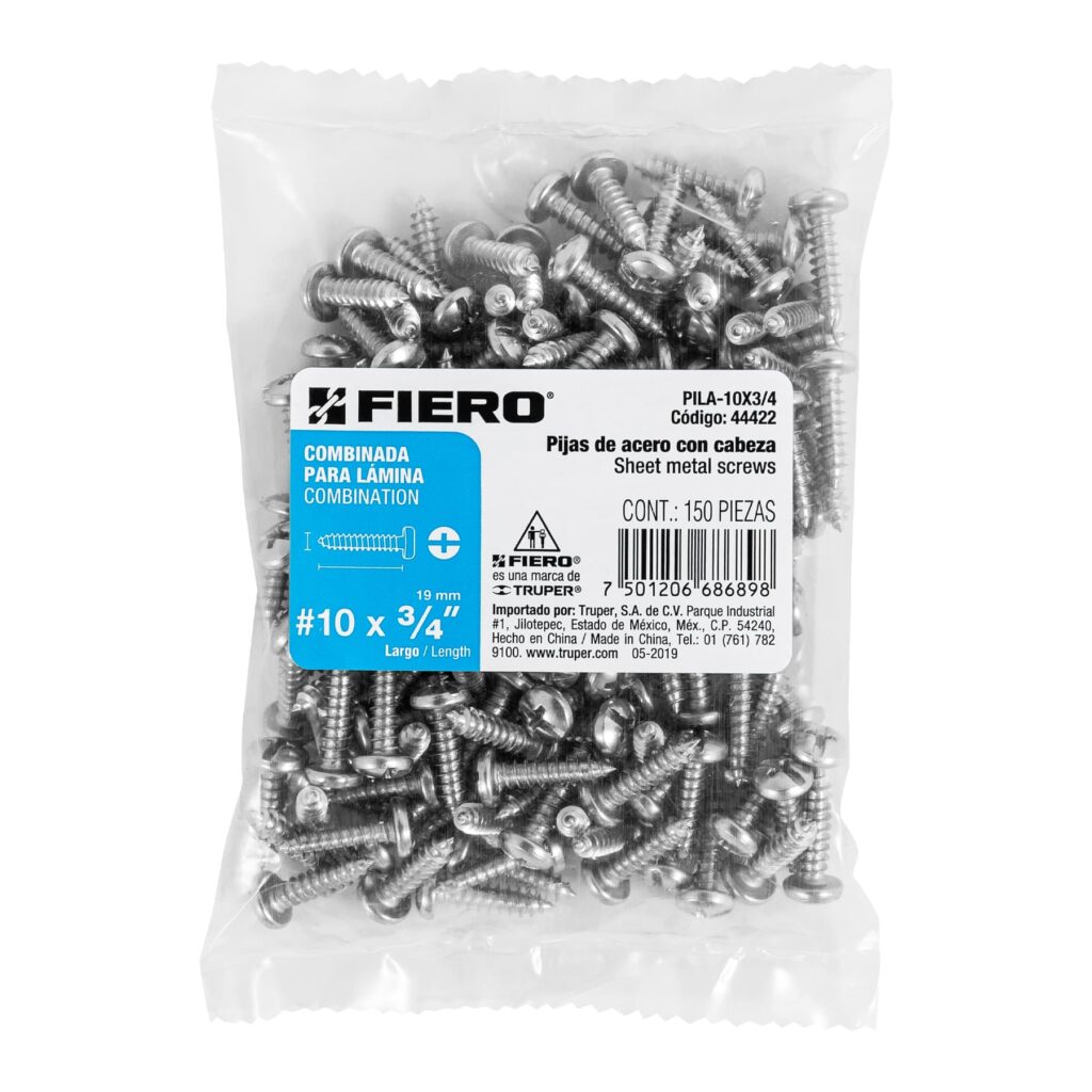 Pija para lamina #10 x 3/4" bolsa con 150 pzas - Rantec Electronics