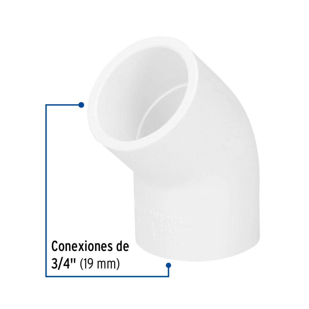 Codo 45° de PVC Hidraulico 3/4" - Rantec Electronics