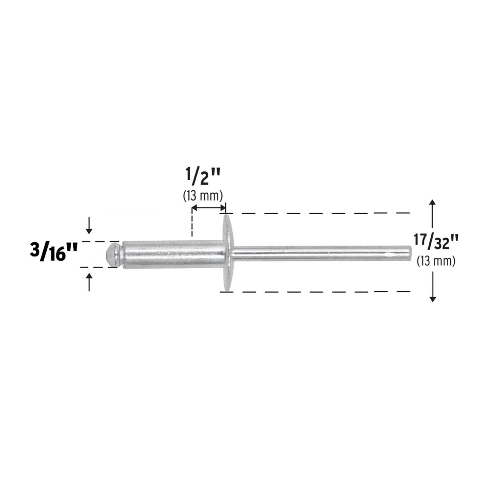 Remaches 3/16"x1/2" Ala Ancha bolsa con 50pzas - Rantec Electronics