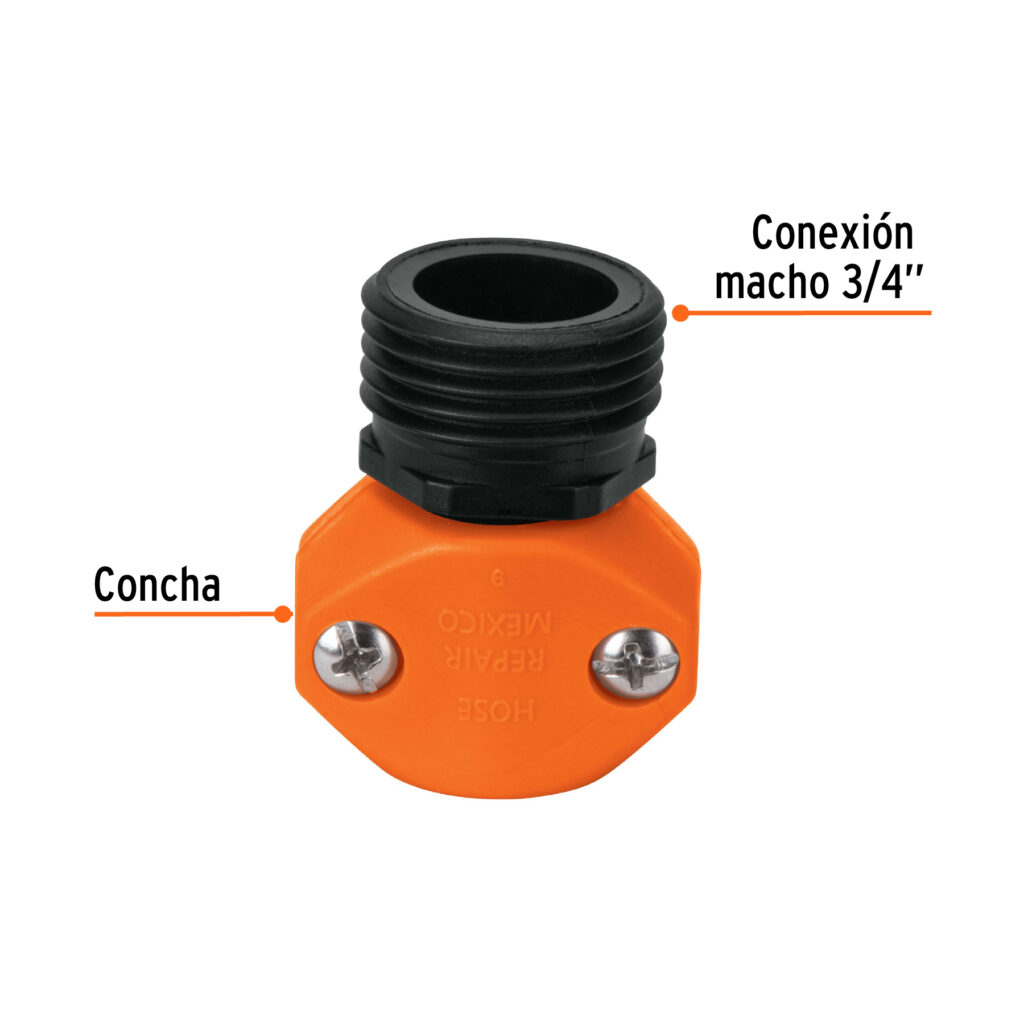 Conector plastico macho para manguera 1/2" - Rantec Electronics