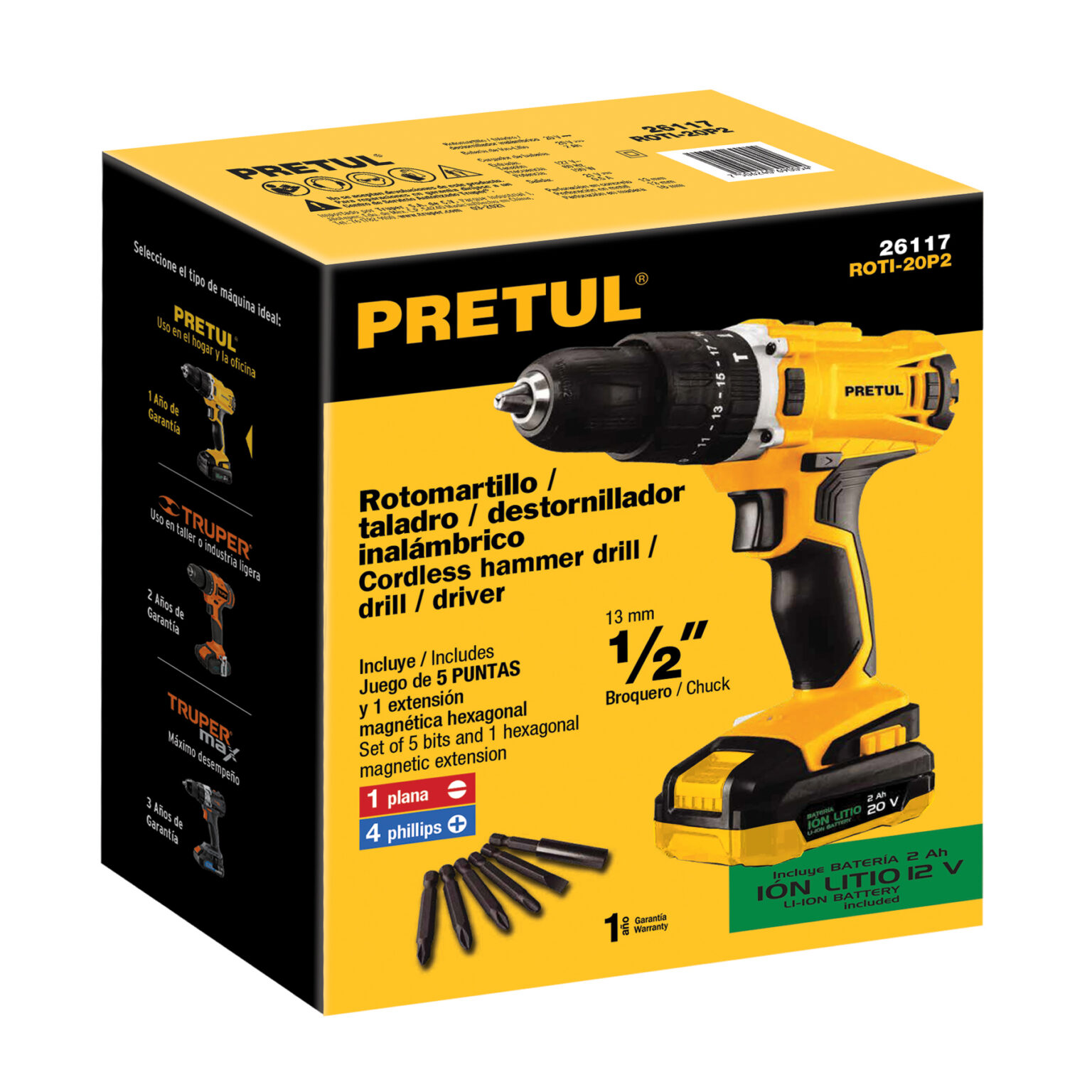 Taladro Rotomartillo inalambrico 1/2" 20V Pretul - Rantec Electronics