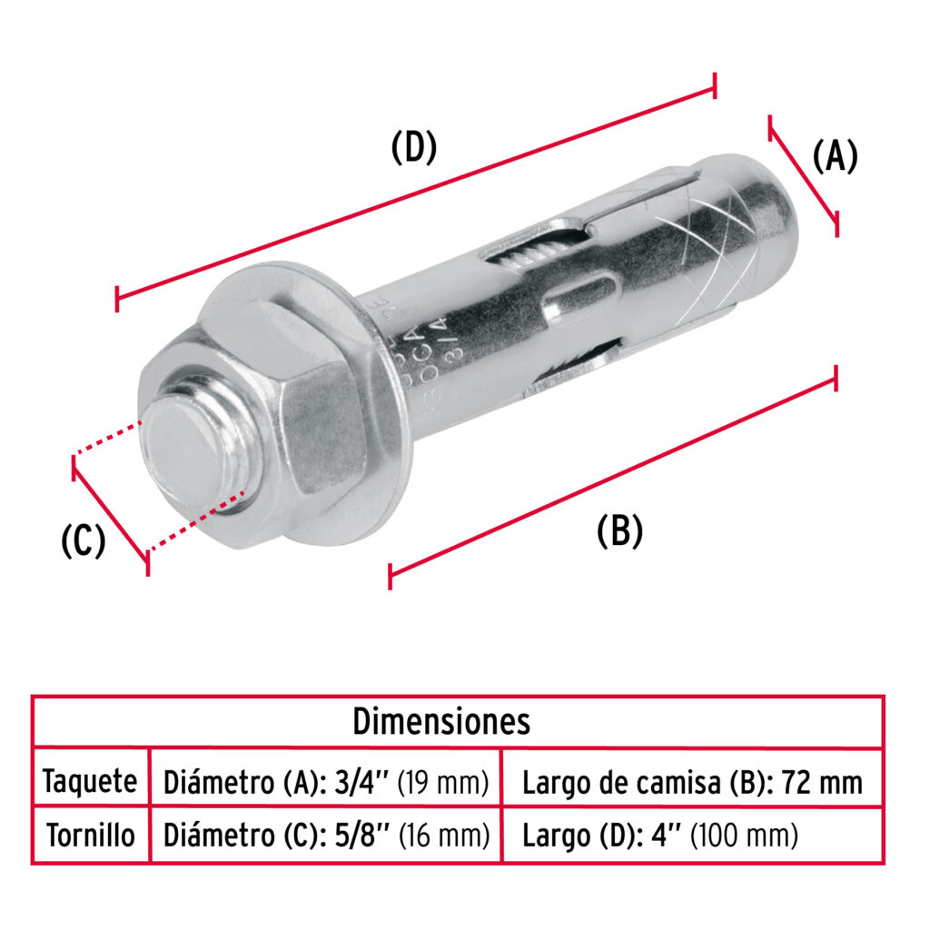 Pack 2 Piezas Taquete de expansion 5/8" con tornillo - Rantec Electronics