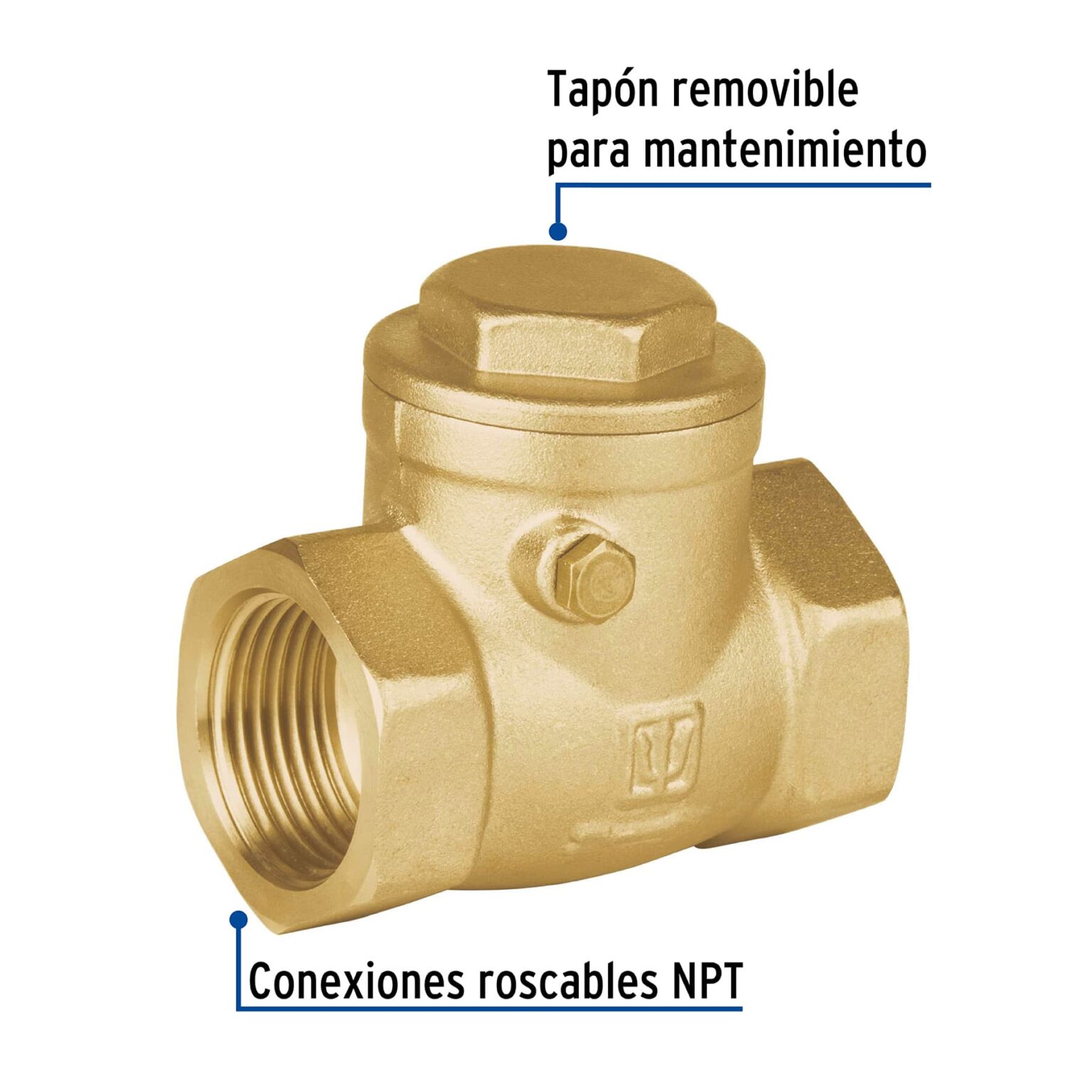 Valvula check horizontal de laton 3/4" - Rantec Electronics