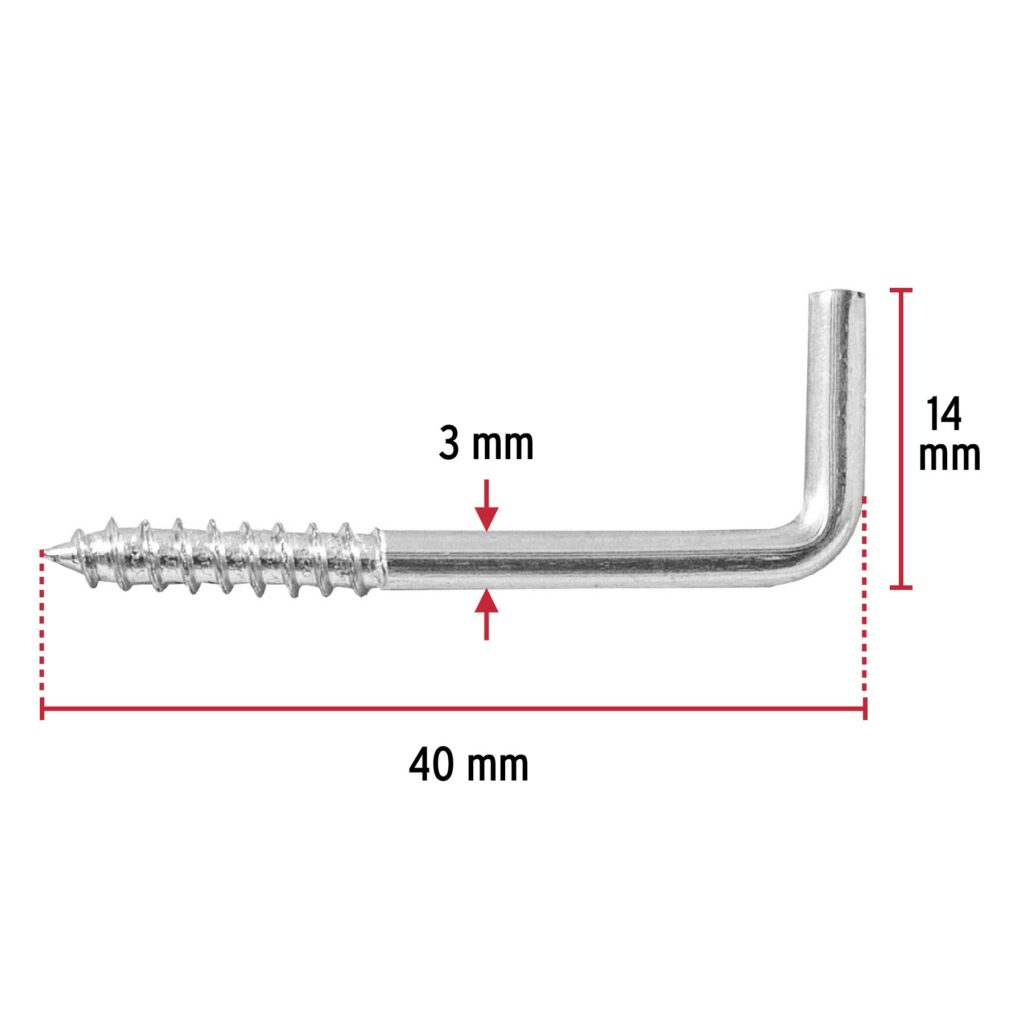 Alcayata roscada 18 X 50mm bolsa con 144 piezas - Rantec Electronics