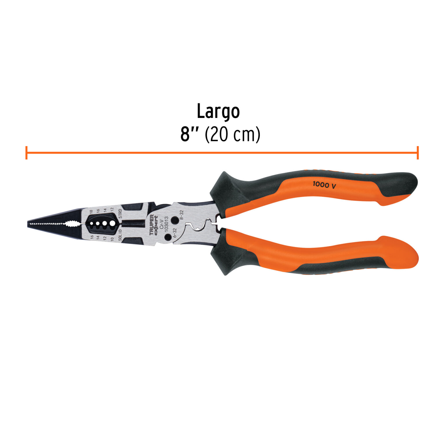 Pinza multiuso 8" punta corte electricista Truper - Rantec Electronics