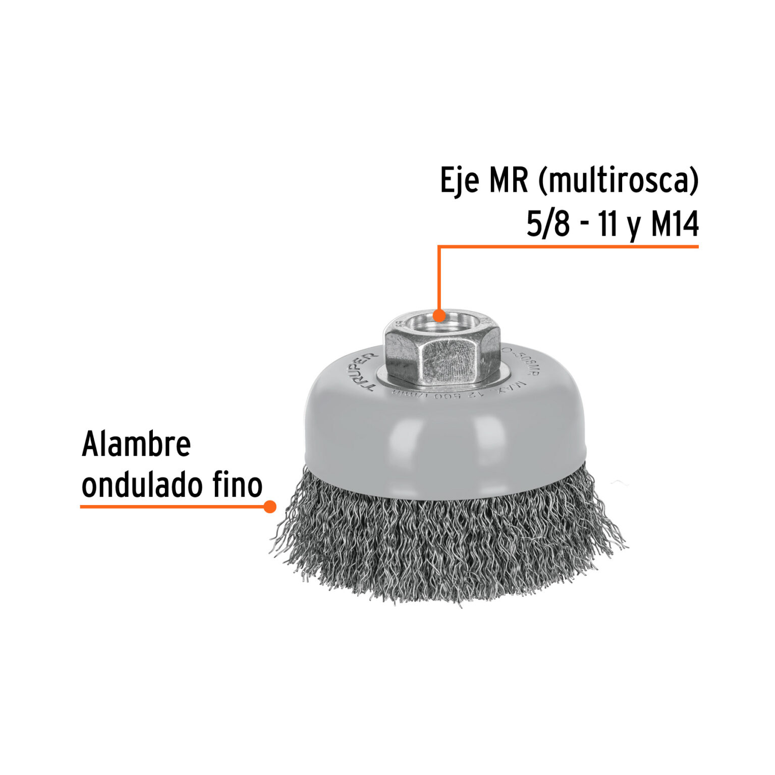 Carda de copa, alambre ondulado fino, 3", Multi rosca - Rantec Electronics