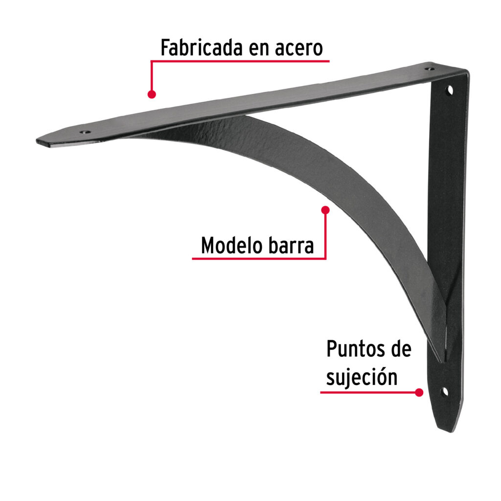 Mensula reforzada negra diseño barra 8 x 10" - Rantec Electronics