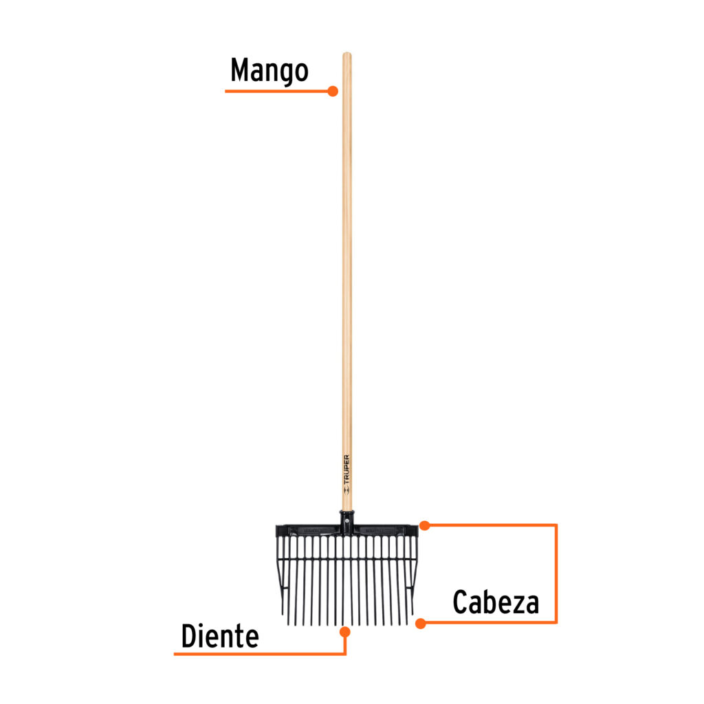 Bieldo cabeza plastica mango de madera16 dientes - Rantec Electronics