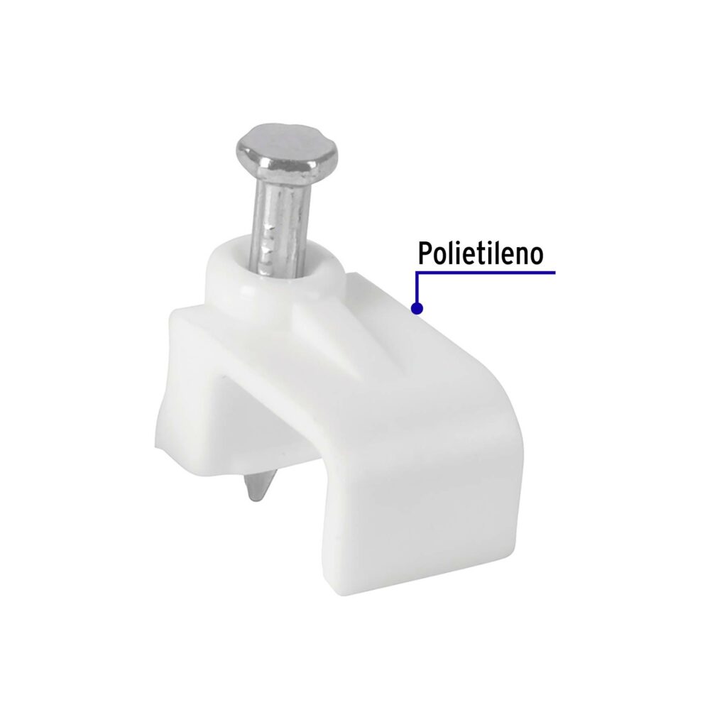 Grapa para cable plano 6x9.5mm blanca bolsa 500 pzas - Rantec Electronics